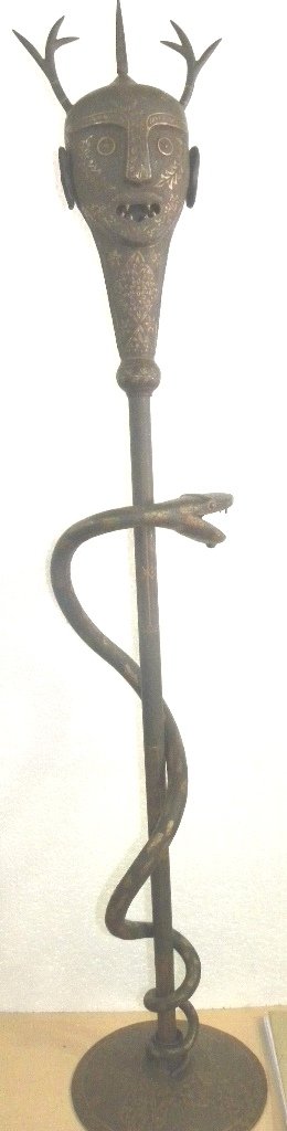 RAREST PERSIAN DOUBLE DEVIL FACE MACE SNAKE STAND