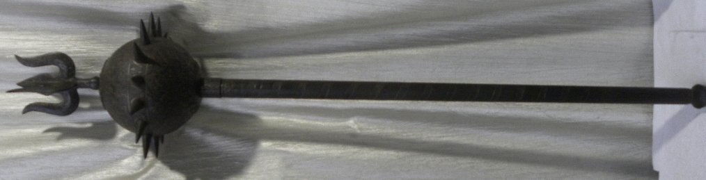 ANTIQUE PERSIAN MACE ARABIC TRIDENT &14 SPIKES PYRAMID