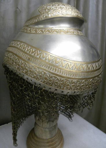 Indian Sikh Helmet Warrior Silver Plated Documeneted