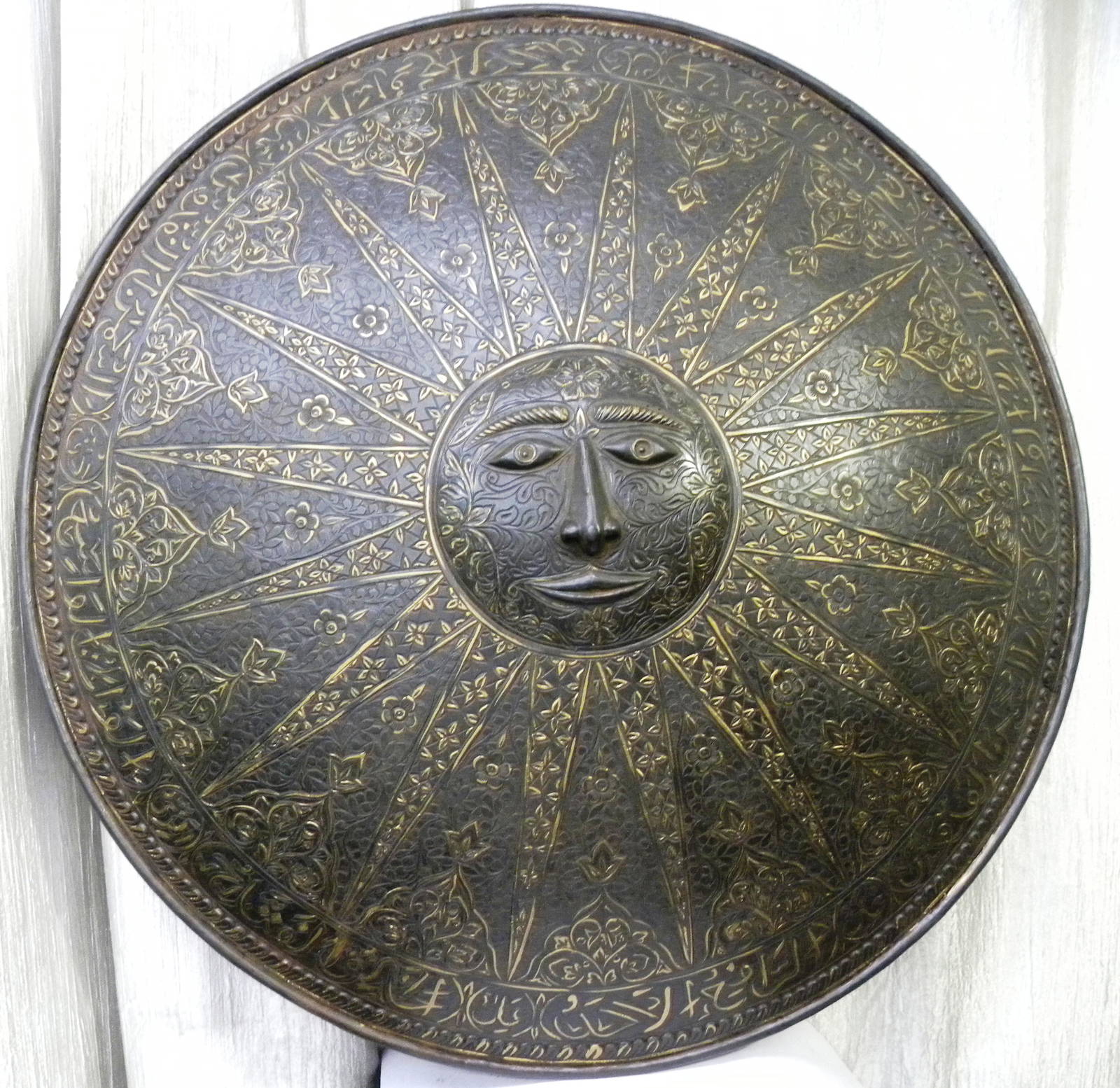 Armour Sikh Asian Warrior Shield Persian Inscription Strs &crescents ...