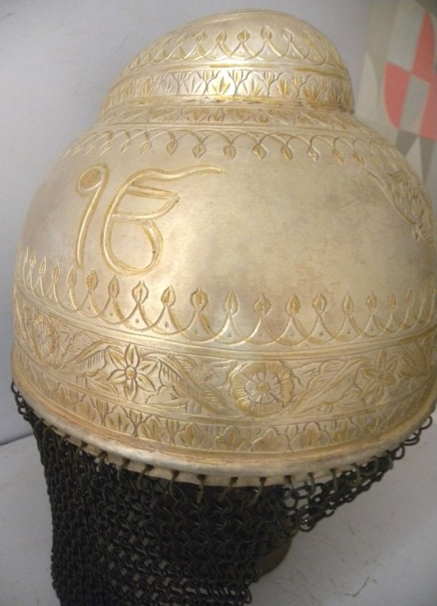 Armour Sikh Warrior Helmet (kulah Khud) Silver Holy Sign Khanda Auction