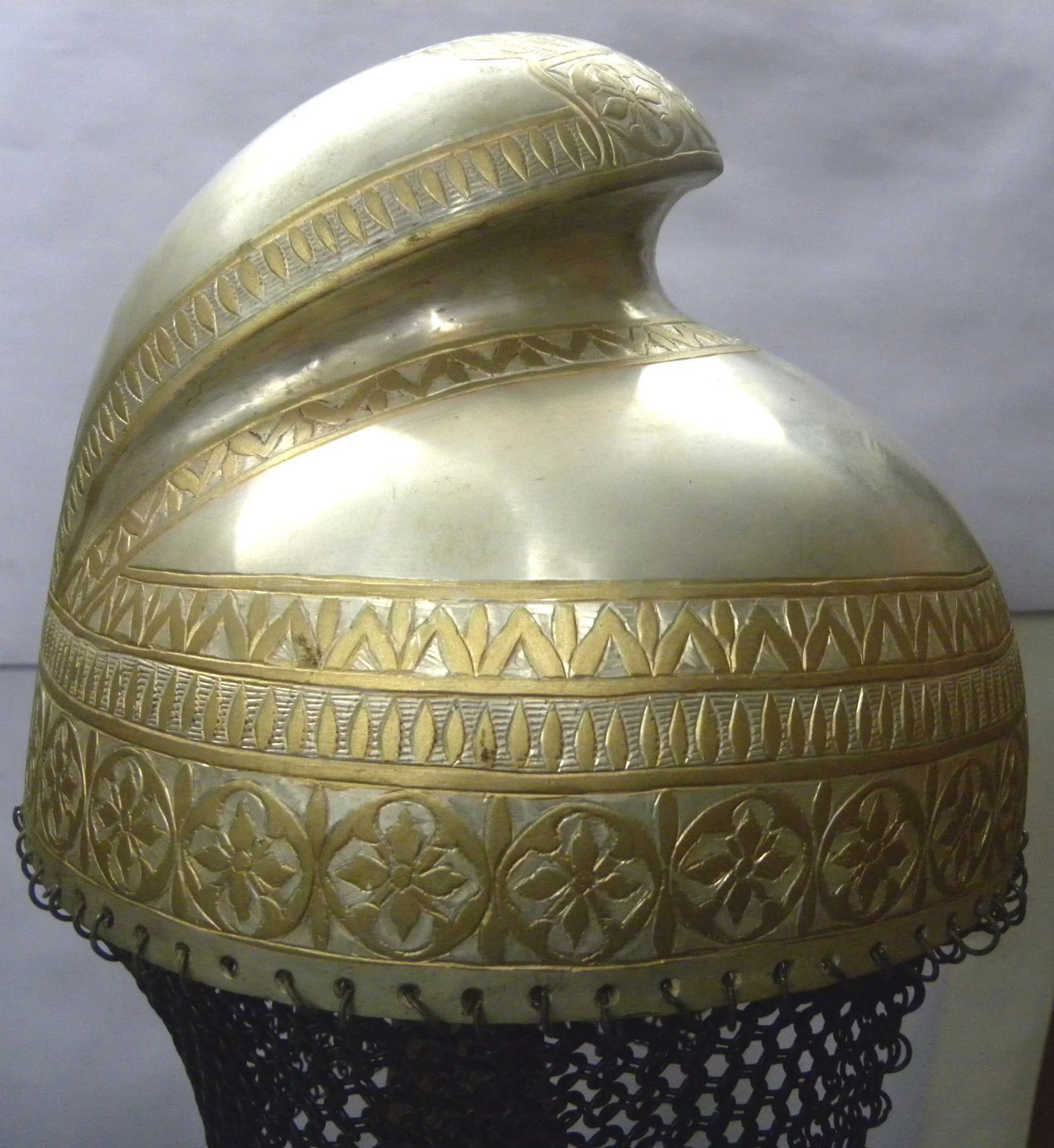 Sikh Armour Warrior Helmet Silver Plated Bump Top To Adjusted Hair Knot ...