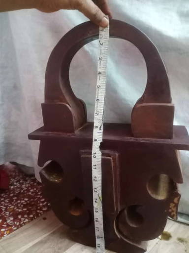 Antique Huge Padlock Very Large Size With Rare Long Key Working