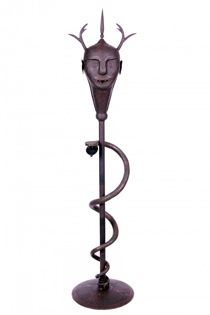 RARE UNIQUE LARGE DOUBLE DEVIL FACE MACE