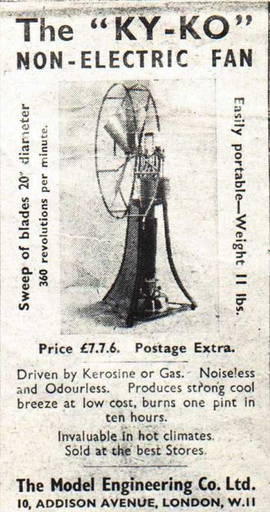 Antique London Kyko Kerosene Fan Sterling Engine 1920
