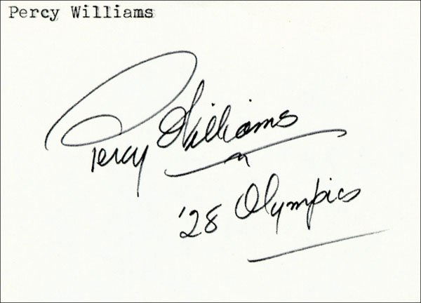 8134: Olympic Games 1928 autograph. Percy Williams