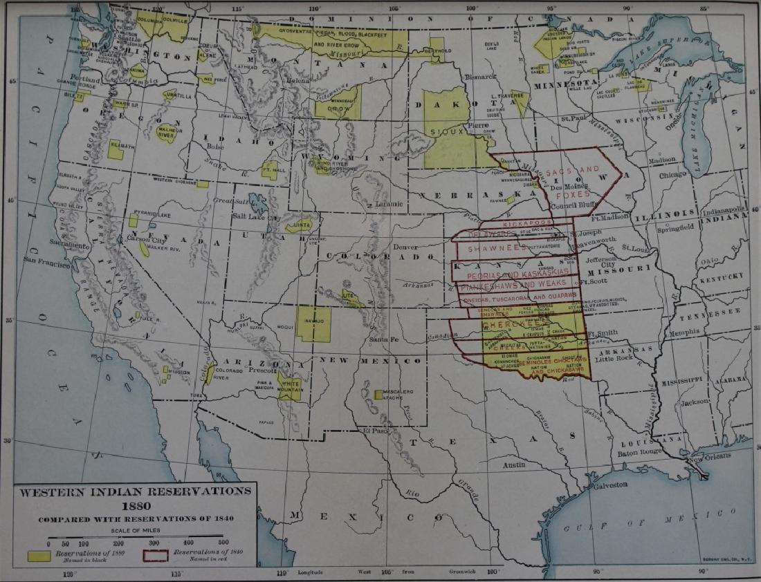 Western Indian Reservations 1880 map