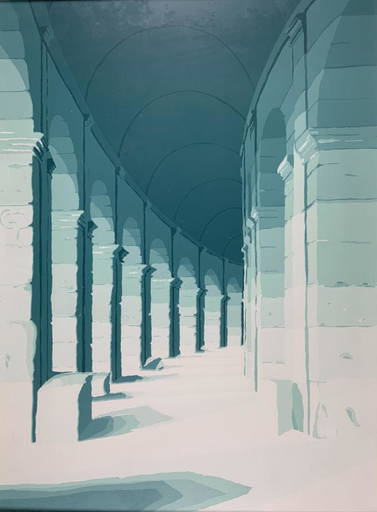 Catherine Case, Architecture hallway. 23.50 x 18. Title: Stone Pillar ...