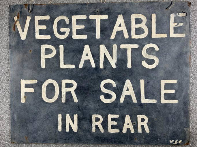 2 signs. Metal, wood, vegetable, 7 Miles signs. Vegetable sign double ...