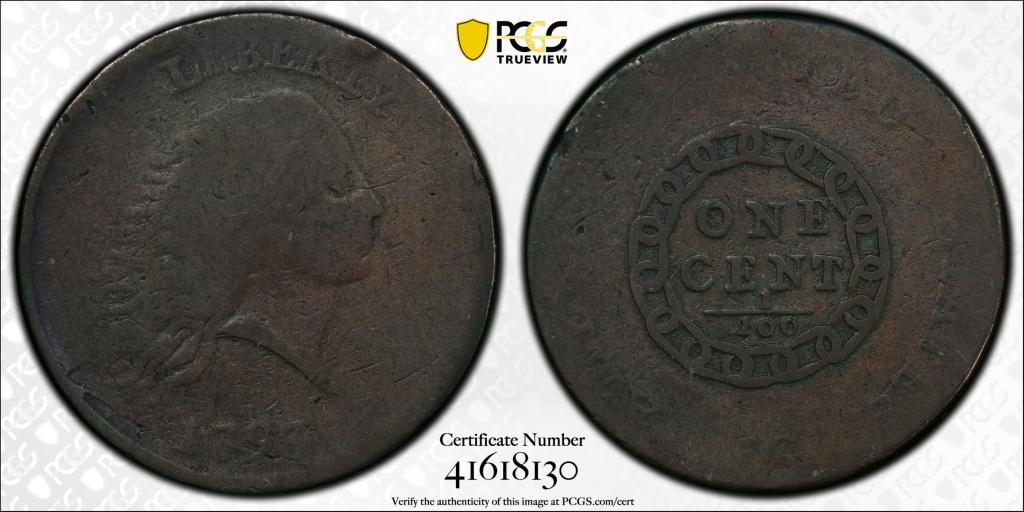 1793 Chain 1 cent, Periods, BN CERT##41618130 - Feb 26, 2023 | Lotus ...