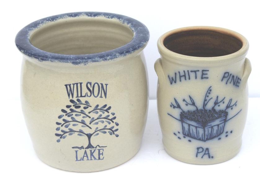 Maple City Pottery White Pines. Pa. Crock (pair) Auction