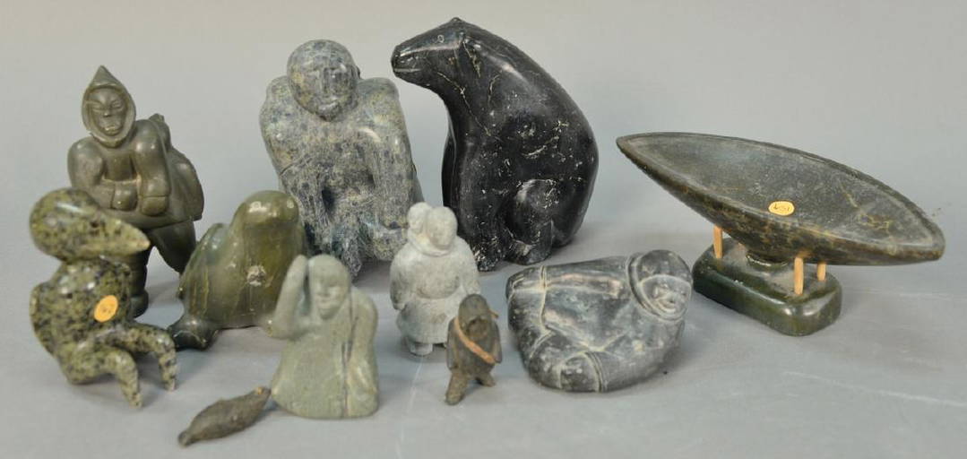 Group Of Ten Inuit Eskimo Carvings To Include