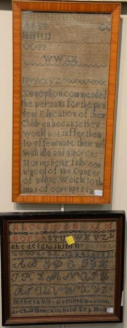 Two Early 19th Century Small Samplers. 16" X 8" And 10"