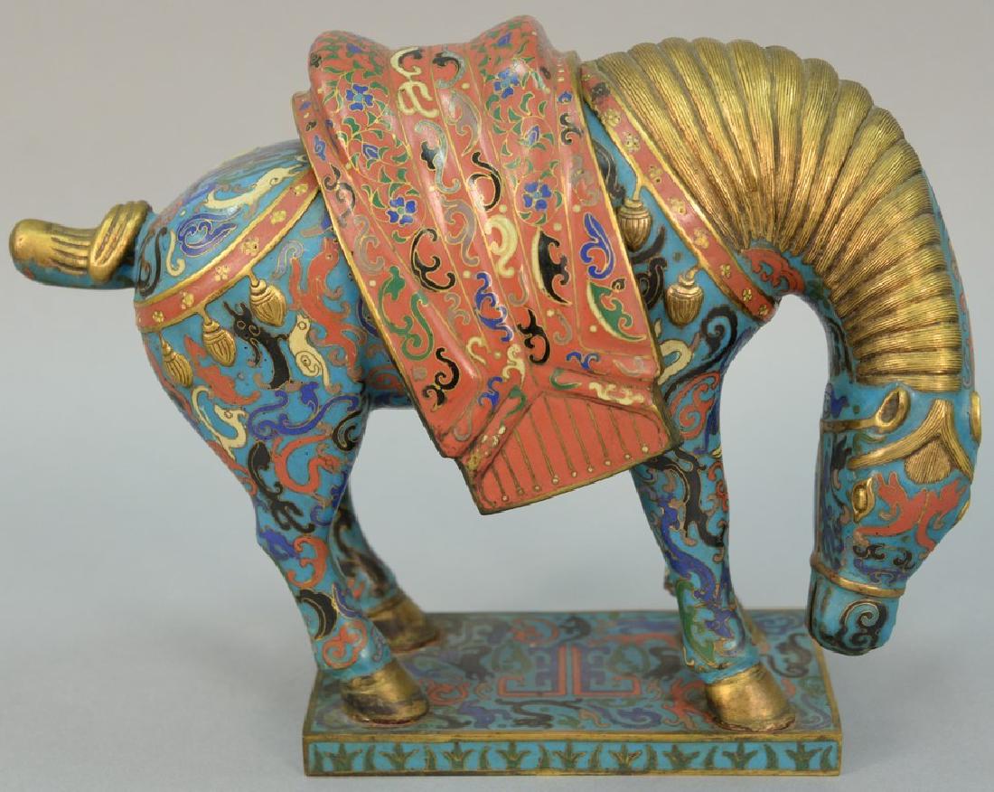Large Cloisonne Horse Censor Having Removable Saddle,