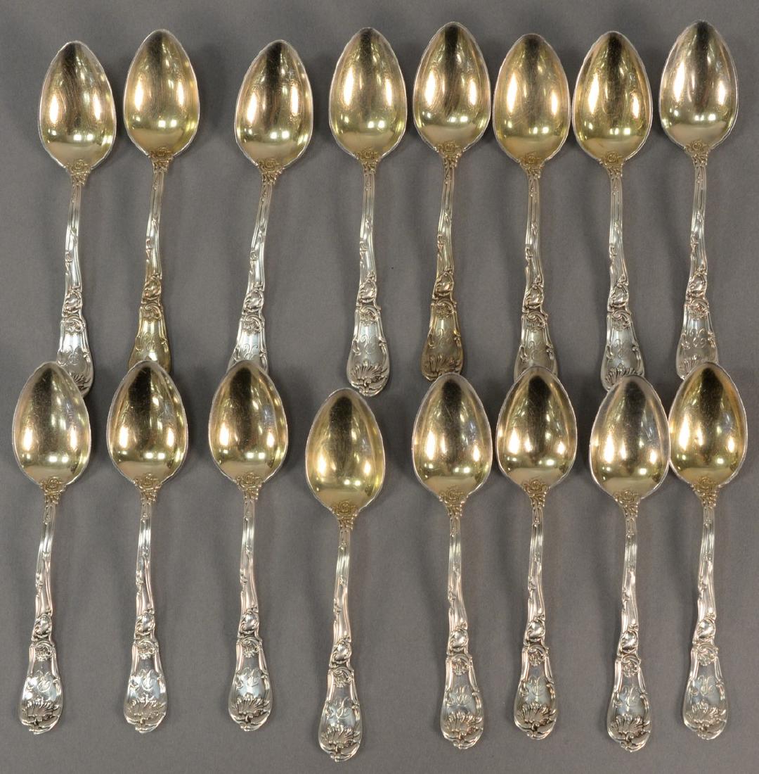 Set of sixteen Gorham sterling demitasse spoons with