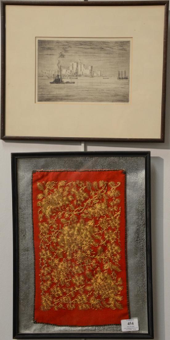 Five framed pieces to include Edward Hewitt (1877-1962)