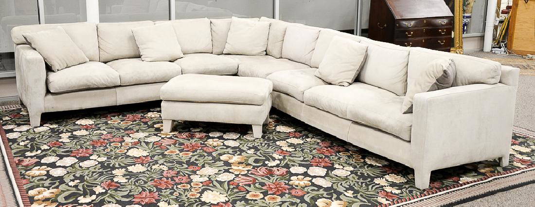 Large Custom Nubuck Leather Sectional Sofa With