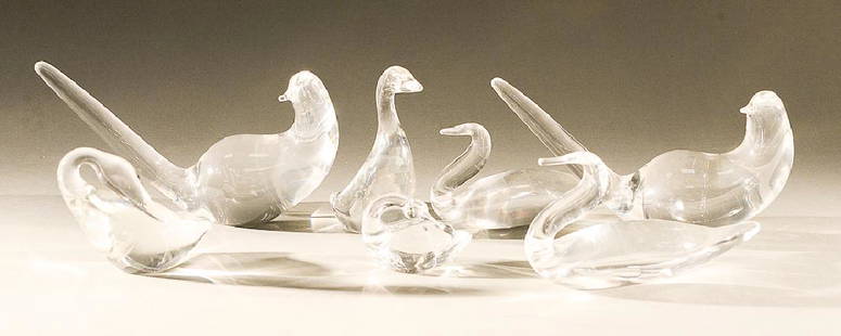 Three Steuben Crystal Figures Of A Mink, Squirrel, And Beaver, Signed ...