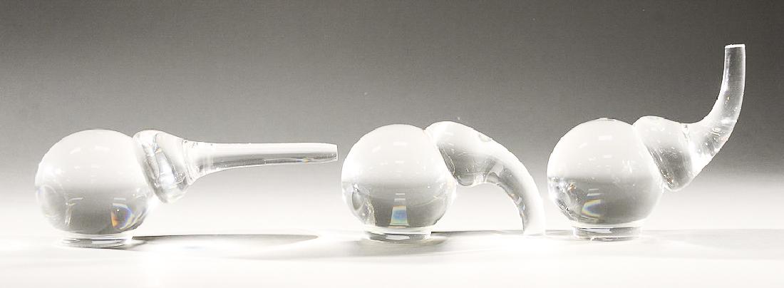 Three Steuben Glass Elephants Figure, Designed By Paul