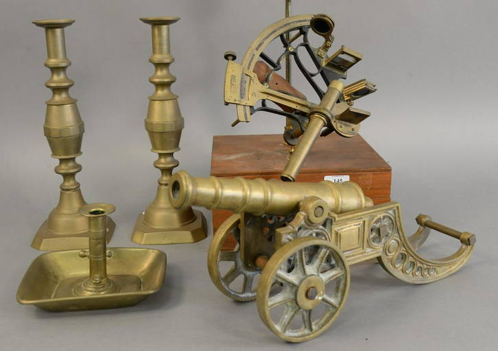 Group Of Brass To Include Bell Pattern Mark Iii Sextant