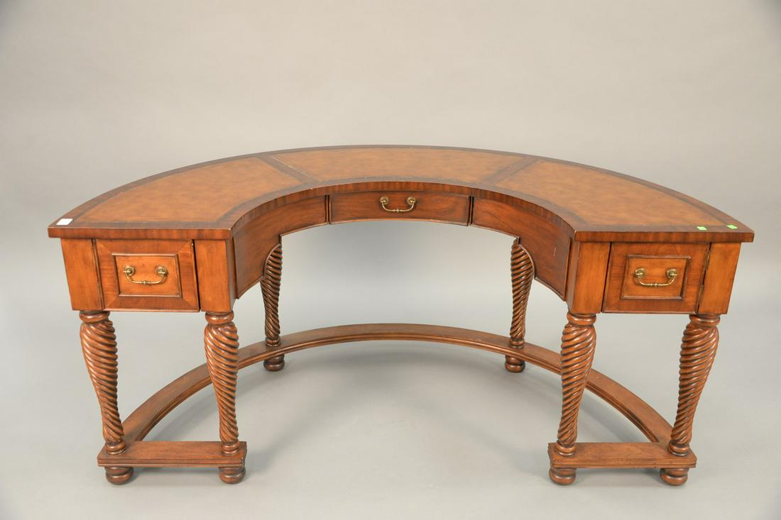 Half round desk with leather top and three drawers. ht. (#0361) on Nov ...