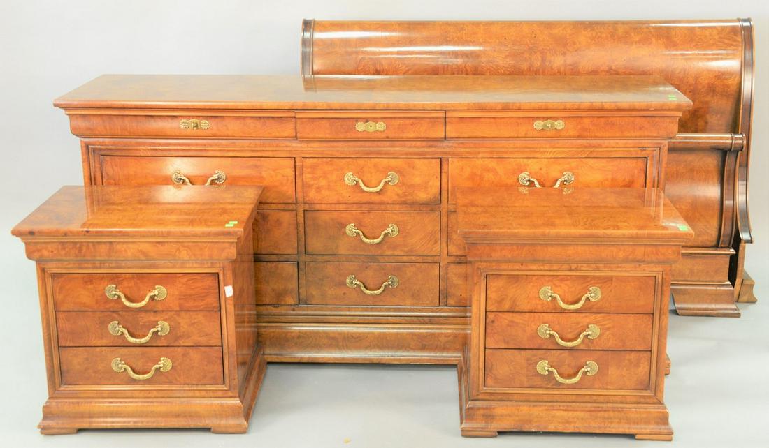 Six piece Henredon bedroom set, queen sleigh bed, pair - Feb 01, 2020 ...