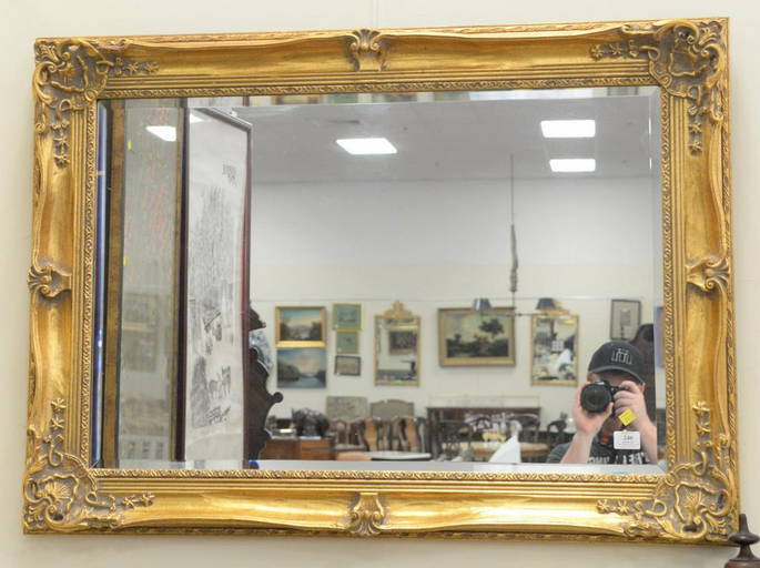 La Barge Gilt Mirror, Bevelled Glass, Sticker Label