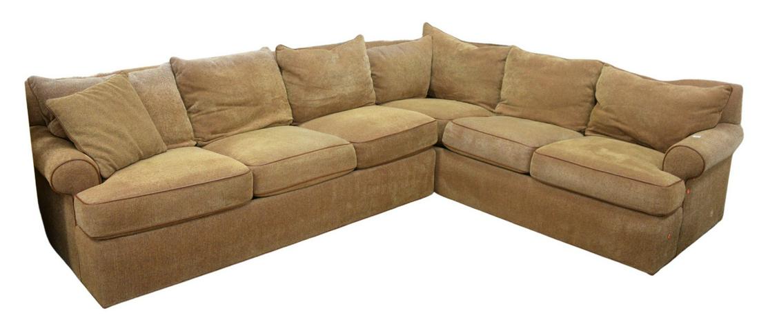 Ethan Allen Two Part Sectional Sofa, With Leather Trim,