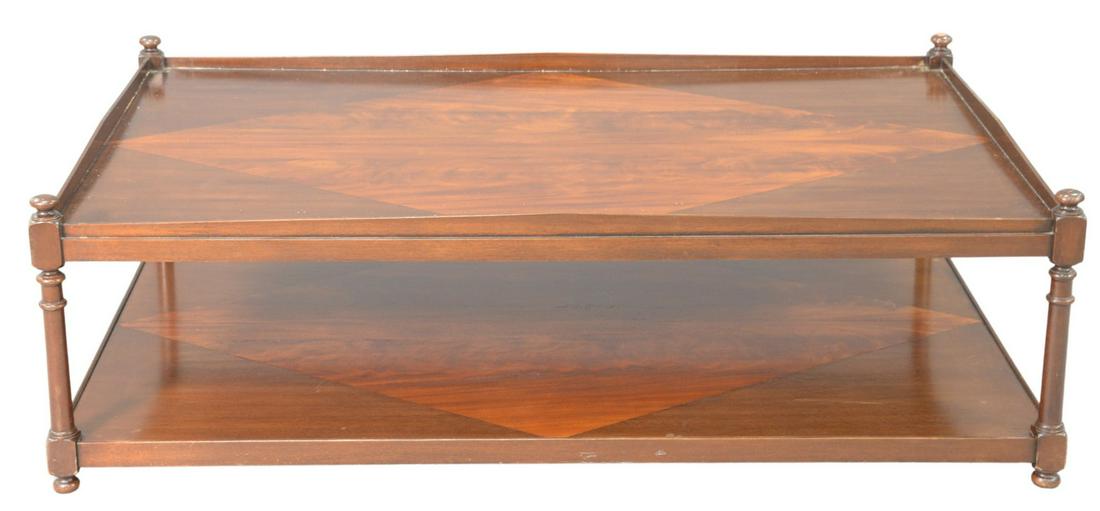 Large Contemporary Mahogany Rectangle Coffee Table, Two