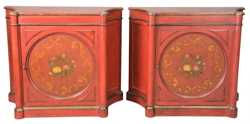 Pair of Adams Style Cabinets, in red paint having - Sep 18, 2021 ...