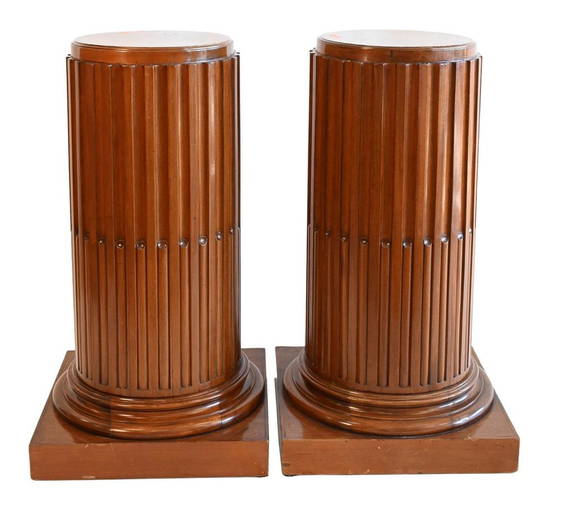 Pair Mahogany Reeded Column Pedestals, on molded bases, (#0395) on Feb ...