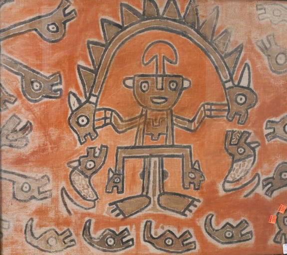 Pre-Columbian Painting On Cloth, figures in red, white, - Feb 05, 2022 ...