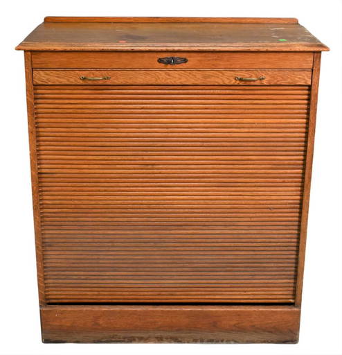 Victorian Oak Roll Door Cabinet