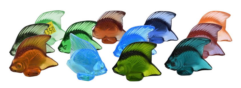 Set Of 12 Lalique Fish Place Markers