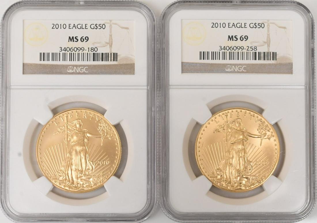 2010 Two Ngc 69 $50 Gold Eagles