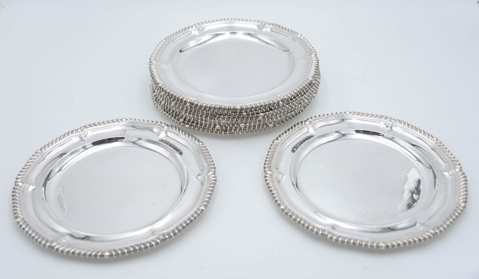Set Of 12 English Silver Service Plates