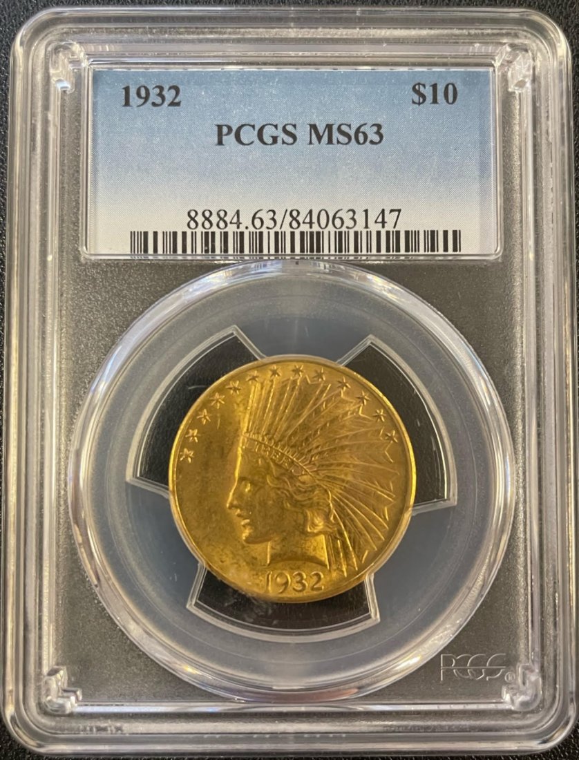 1932 Pcgs Ms63 Ten Dollar Indian Gold