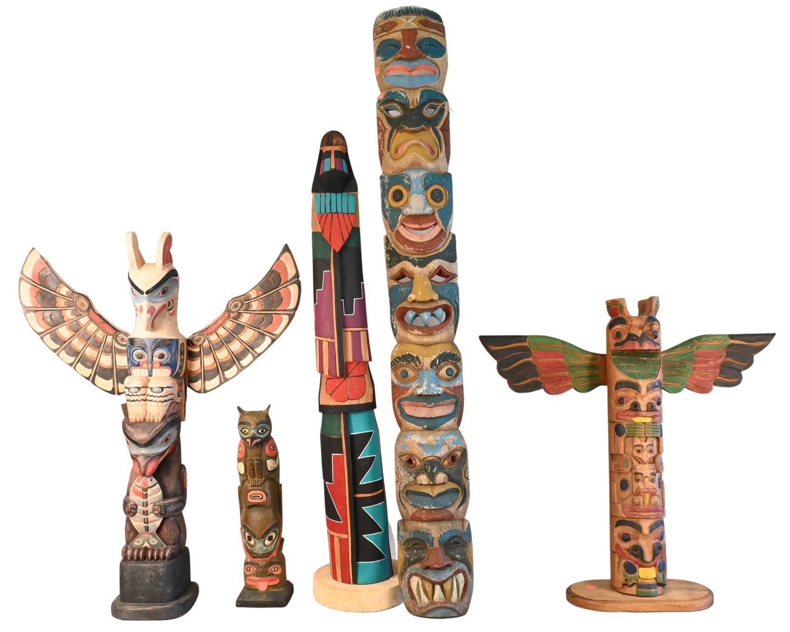 Five Northwest Coast Haida And Southwest Hopi Totem Poles Auction