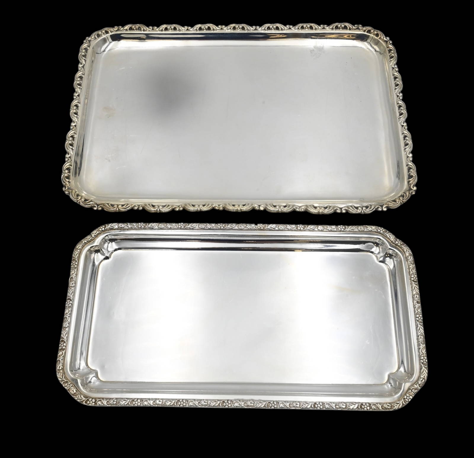 Two Egyptian Silver Rectangular Trays Auction
