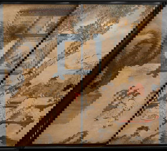 Large Double Chinese Painted Panels