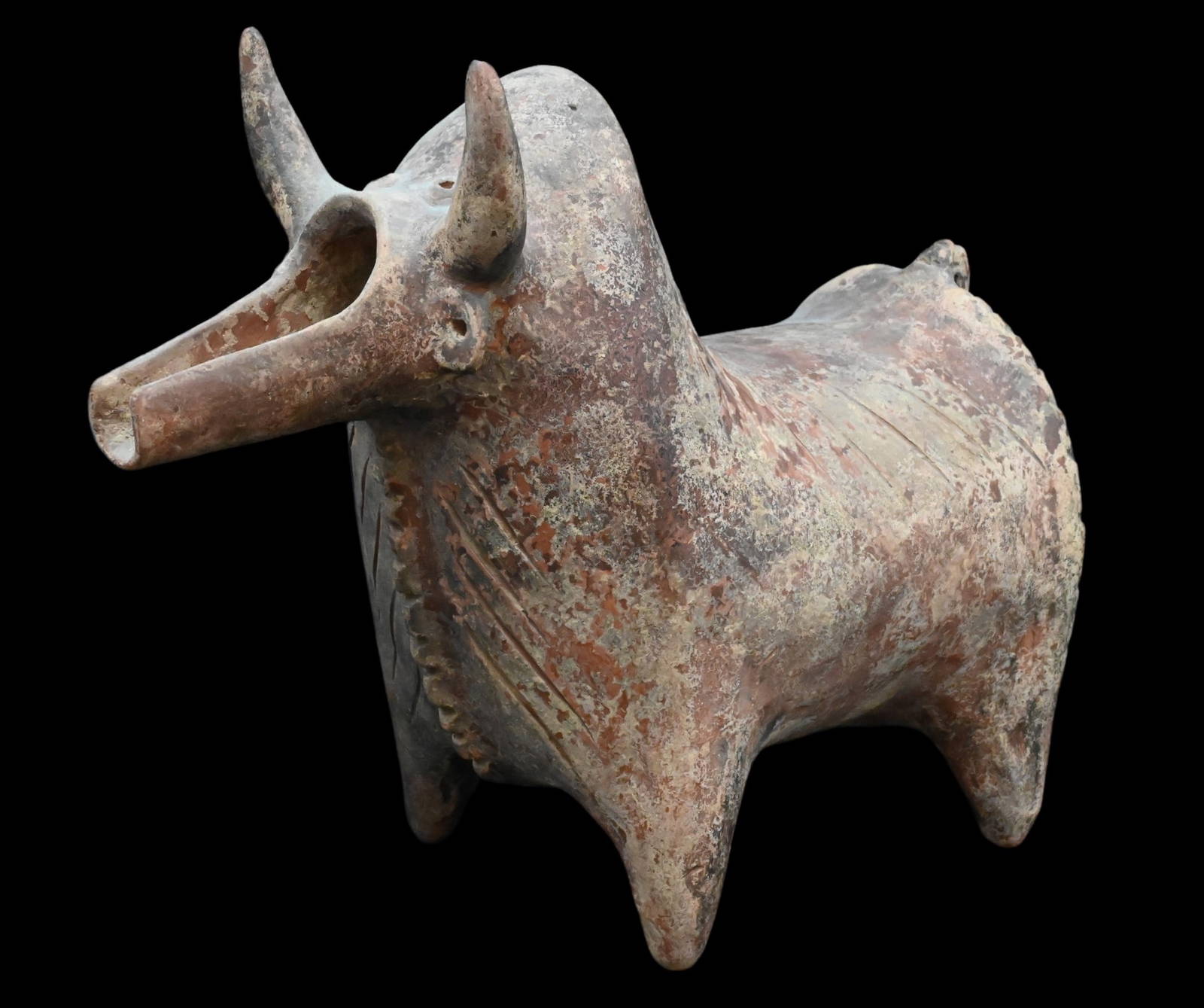 Iranian Pottery Figural Bull Vessel Auction