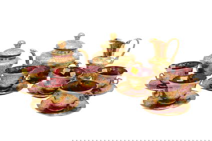 Enameled Venetian Glass Tea Set From Murano