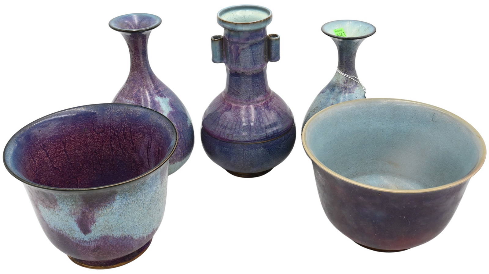 Five Chinese Jun-ware Style Purple Porcelain Vases Auction