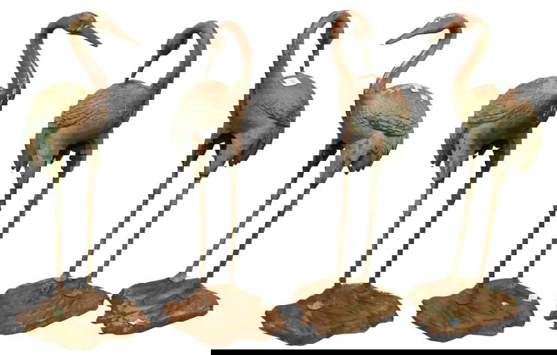 Two Pairs Of Outdoor Metal Birds