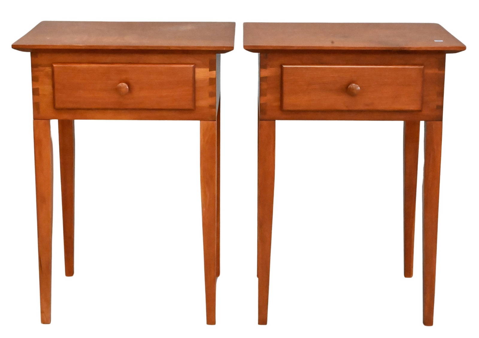 Pair Of Custom Cherry One Drawer Stands Auction