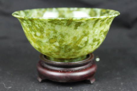 Antique Chinese Engraved Jade Bowl