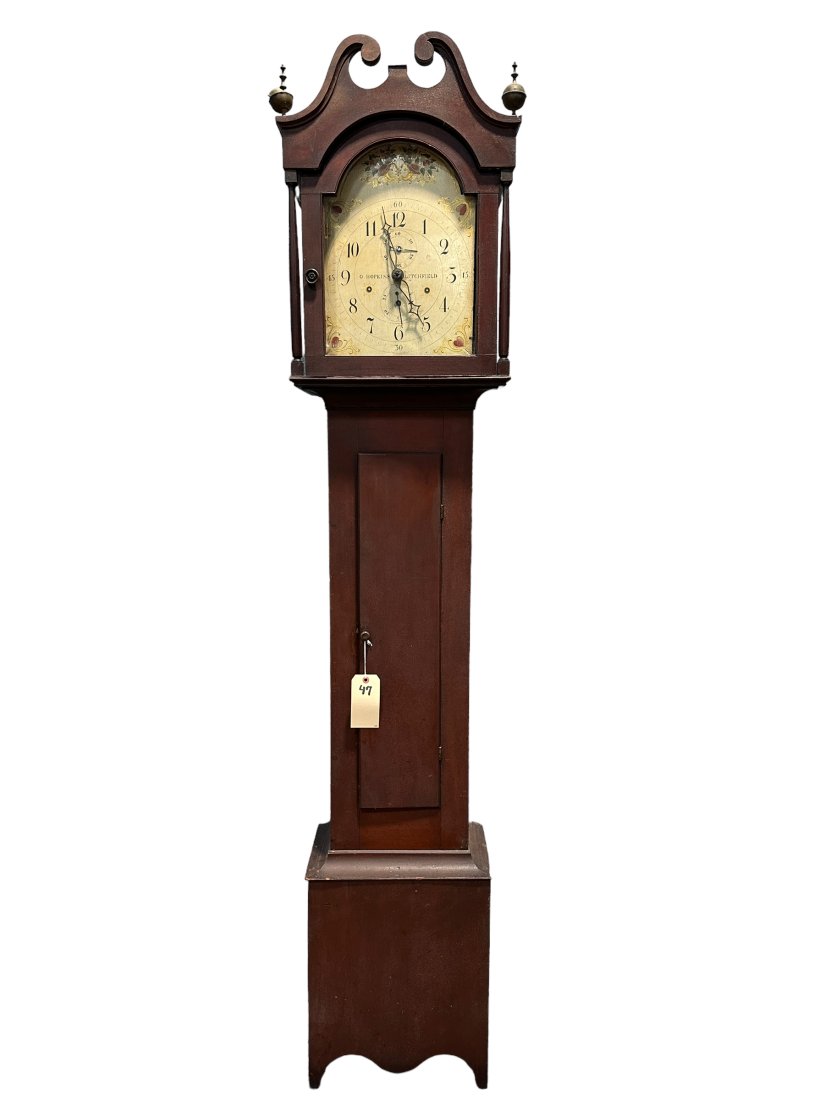 Antique O. Hopkins Litchfield Grandfather Clock W/ Wood Movement