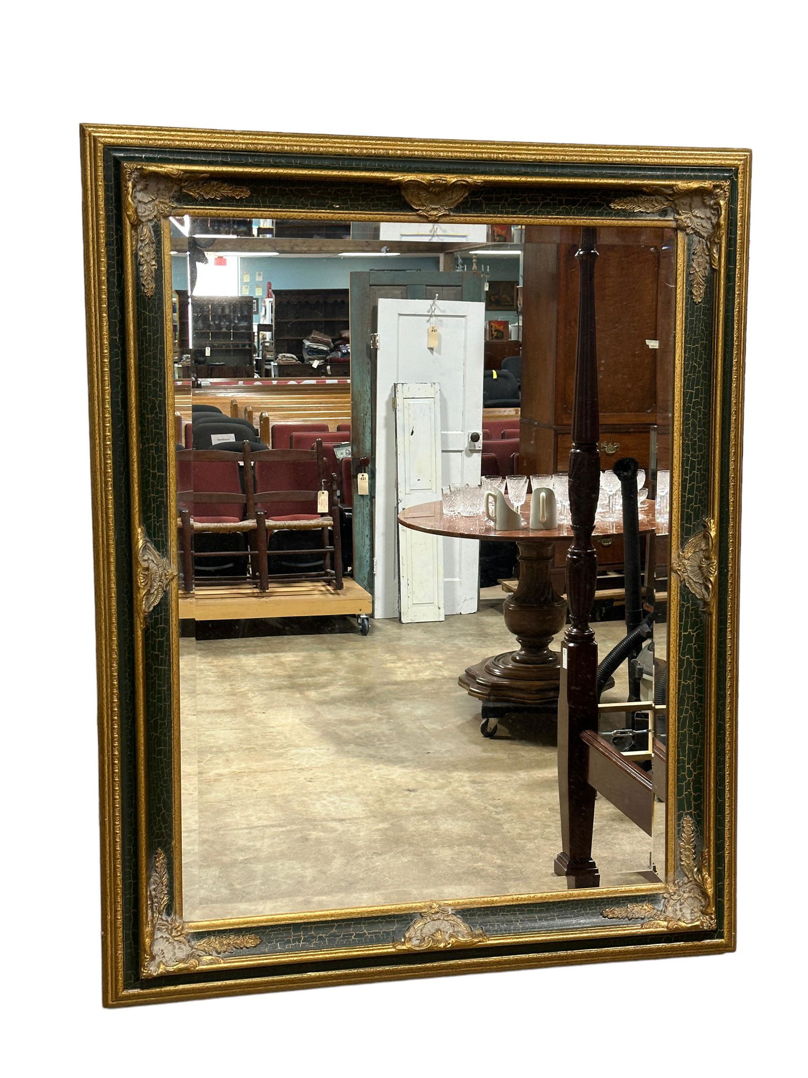 Vintage Gold & Green Framed Mirror