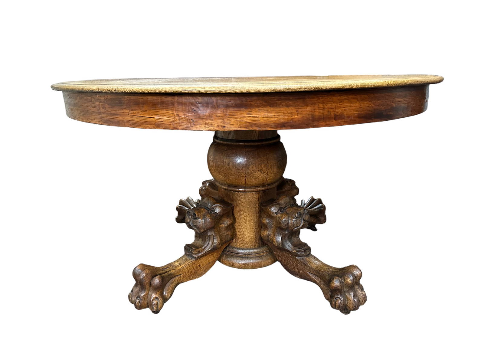 Antique Round Clawfoot Lionheads Table Auction