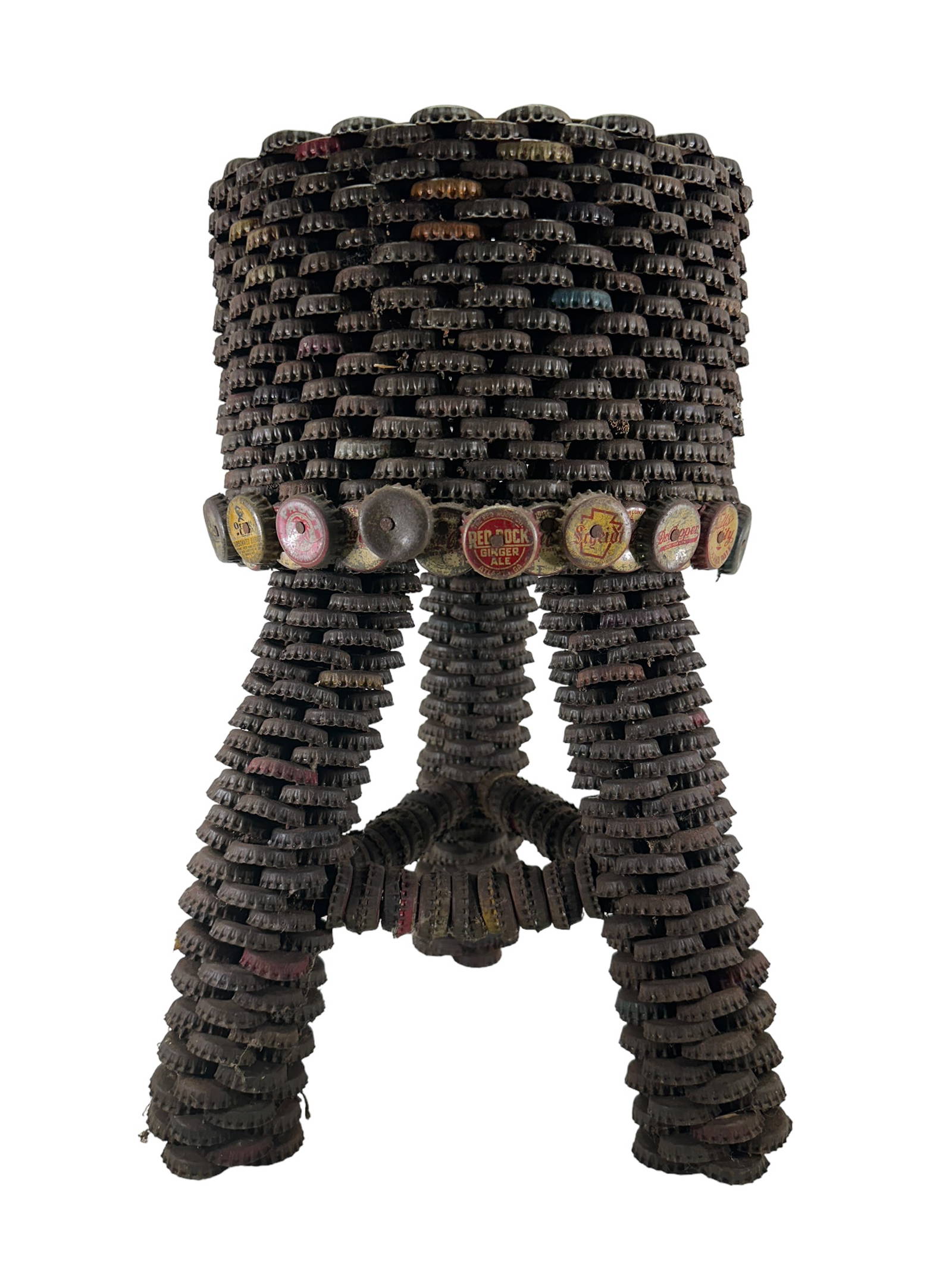 Tramp Art Bottle Cap Plant Stand Auction